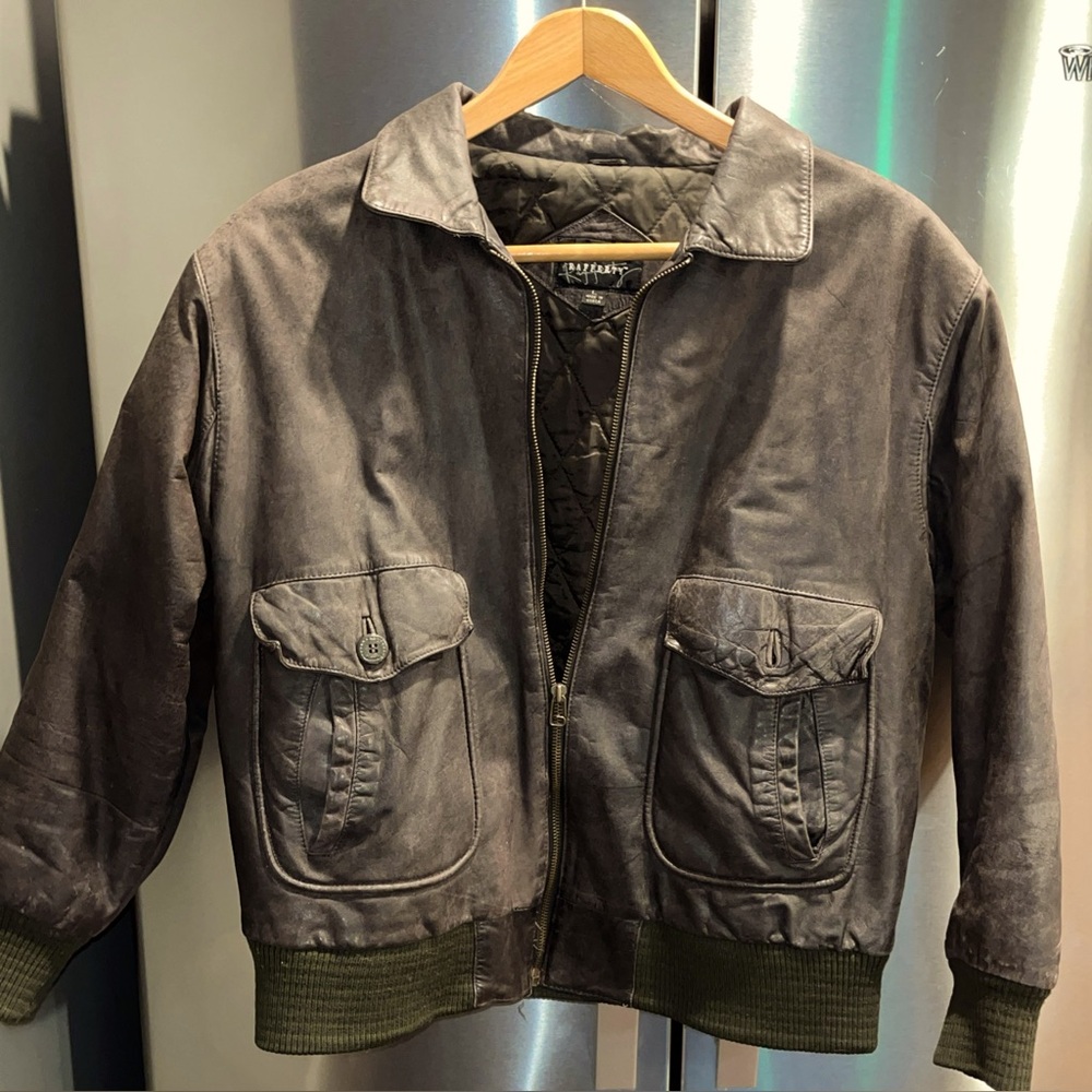 Vintage Rafferty Brown Leather Pilot Bomber Jacket Me… - Gem
